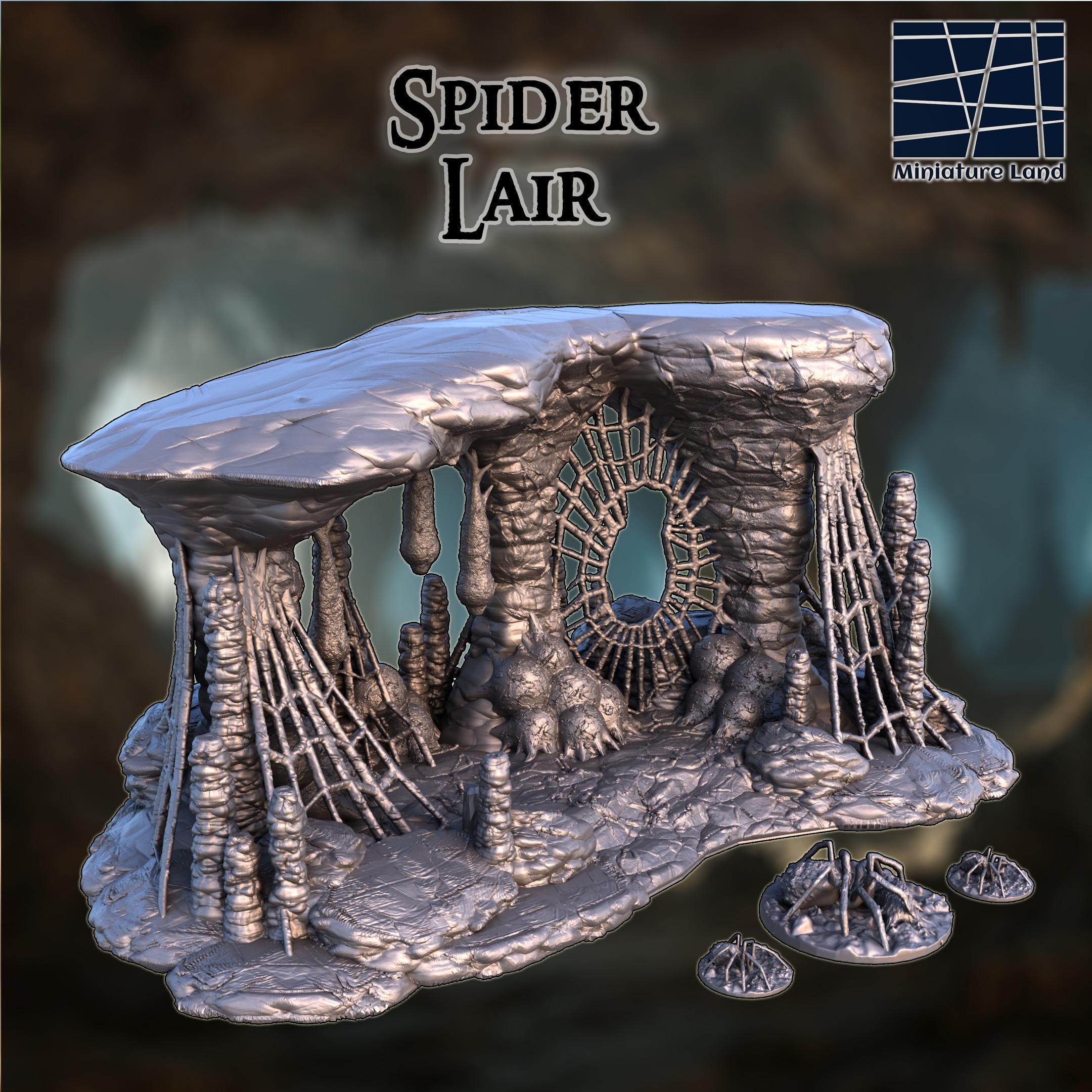 Spider Lair – 28mm Cavern Web Nest Terrain, 3D Printed Unpainted PLA ...